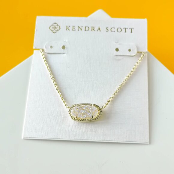 Elisa Gold Pendant Necklace In Iridescent Drusy